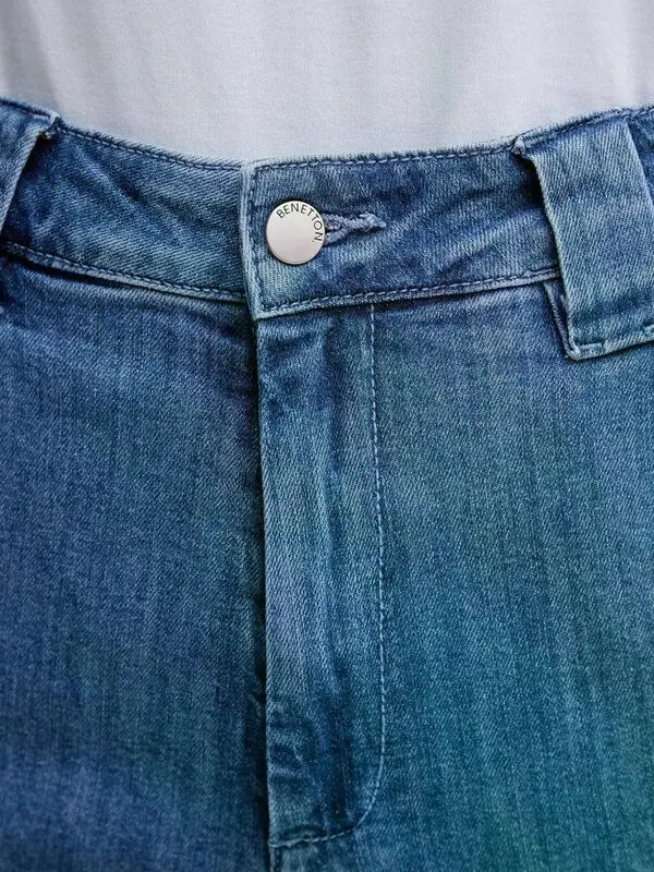 BENETTON High-waisted Cropped Jeans With Silver-tone Hardware