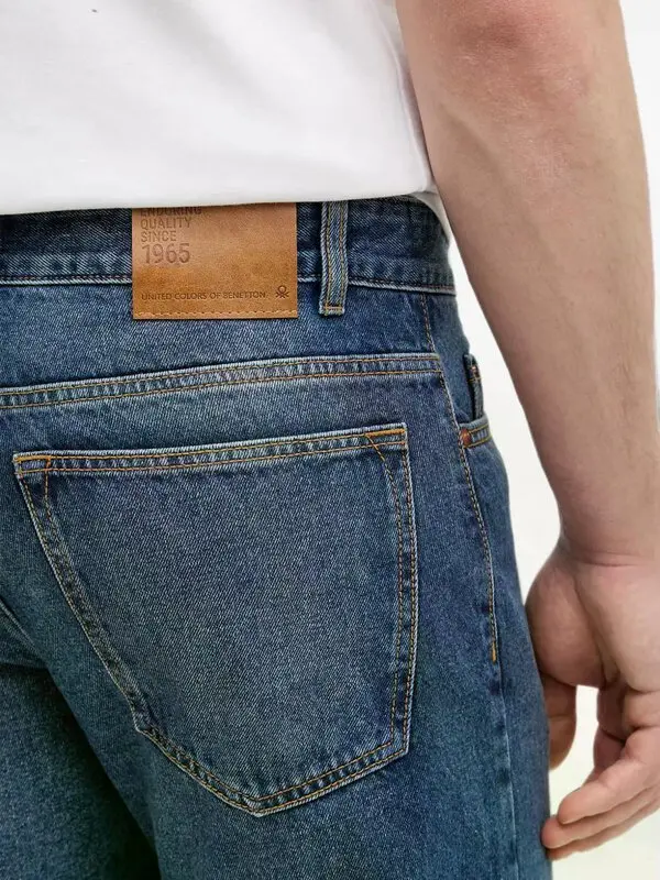 BENETTON Logo Patch Straight-leg Jeans