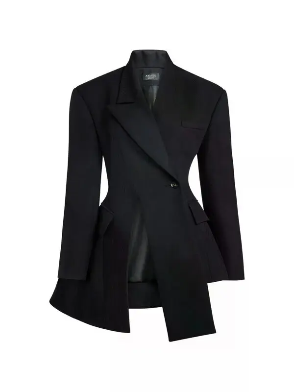 A.W.A.K.E. Mode Asymmetrical Wool Jacket - Black