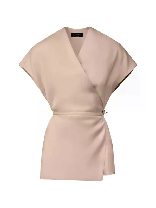 Fabiana Filippi Beige Wrap Top With Gold-tone Hardware - Neutrals