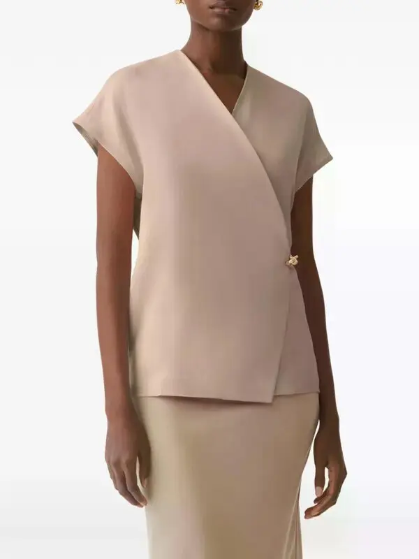 Fabiana Filippi Beige Wrap Top With Gold-tone Hardware