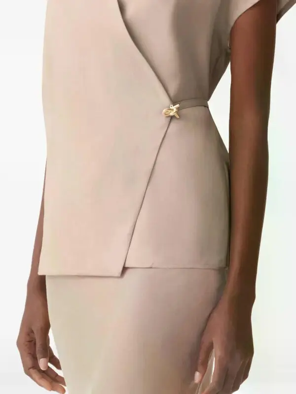 Fabiana Filippi Beige Wrap Top With Gold-tone Hardware