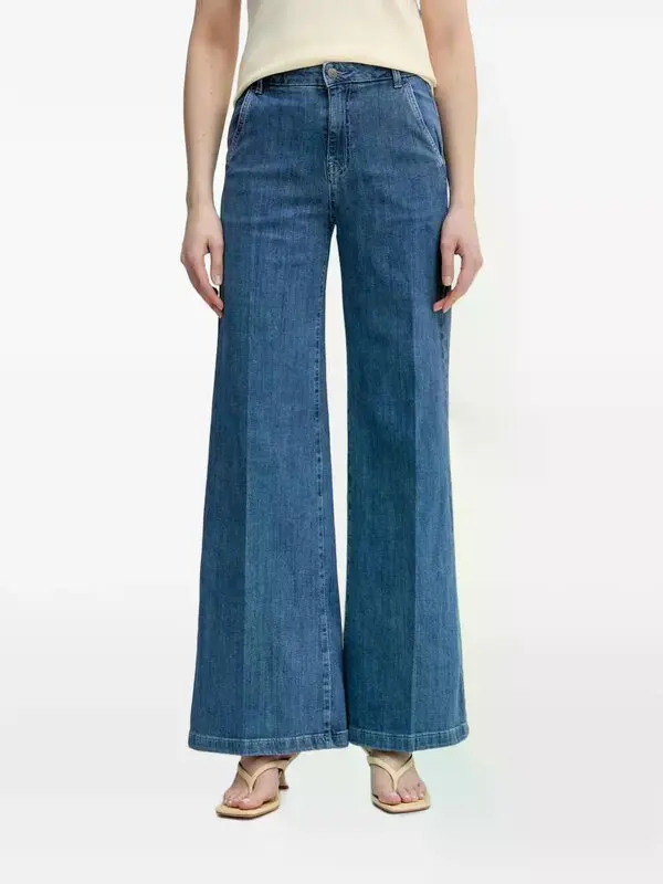 BENETTON Wide-leg Pressed-crease Jeans - Blue