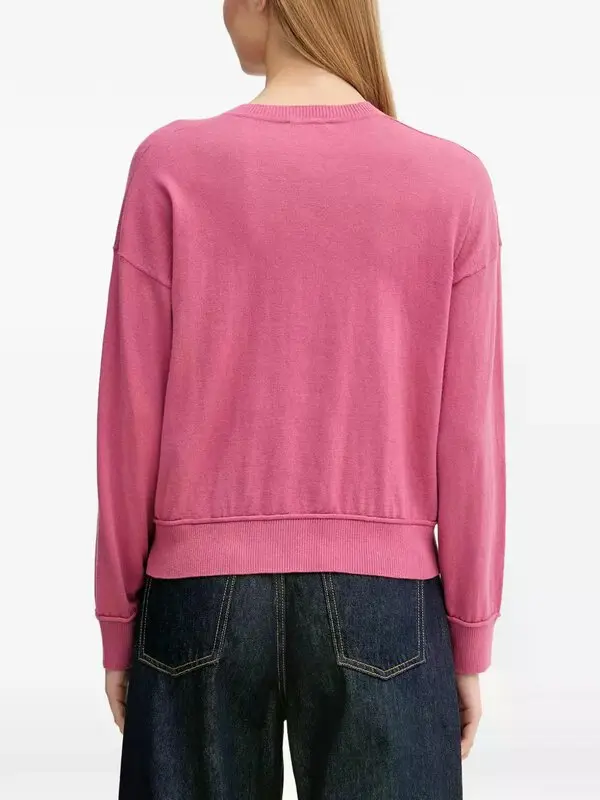 BENETTON V-neck Fine Knit Sweater - Pink