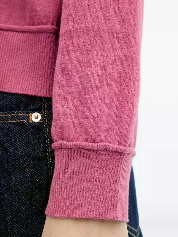 BENETTON V-neck Fine Knit Sweater - Pink