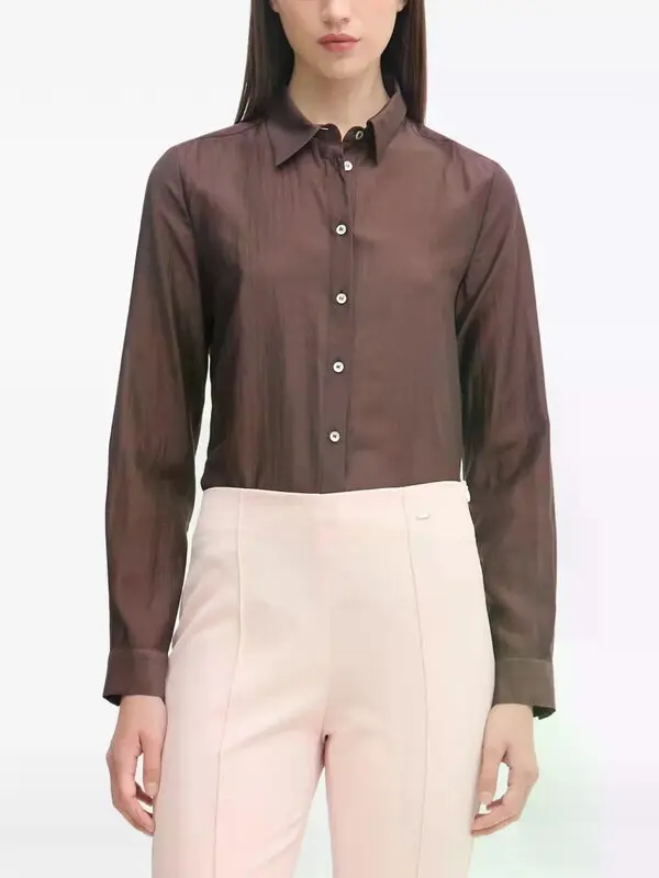 BENETTON Button-up Long-sleeve Shirt - Brown