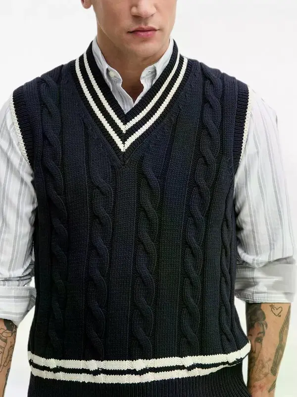 BENETTON Cable Knit V-neck Sweater Vest