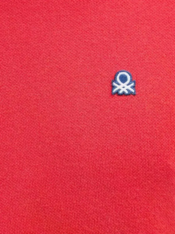 BENETTON Embroidered Logo Trimmed Crew Neck Sweater