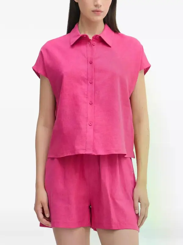GAUDI Button-up Cap-sleeve Shirt - Pink