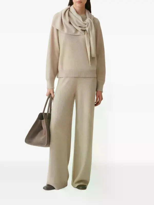 Fabiana Filippi Wide-leg Sequin-embellished Knitted Trousers - Neutrals