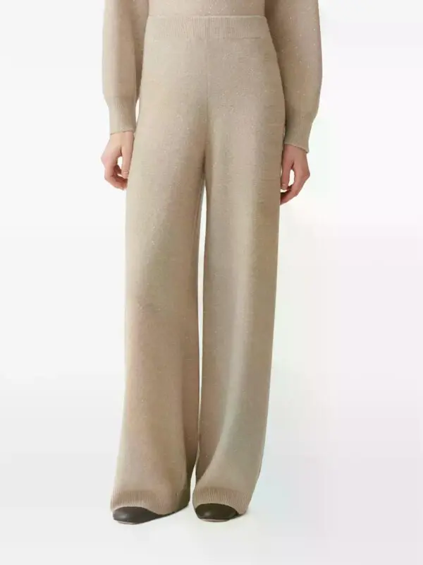 Fabiana Filippi Wide-leg Sequin-embellished Knitted Trousers - Neutrals
