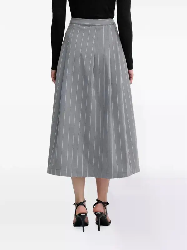 BENETTON Pinstriped Pleated Midi Skirt