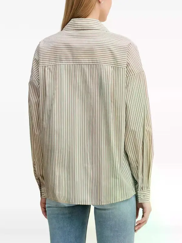 BENETTON Vertical Stripe Shirt With Chest Pocket - Neutrals