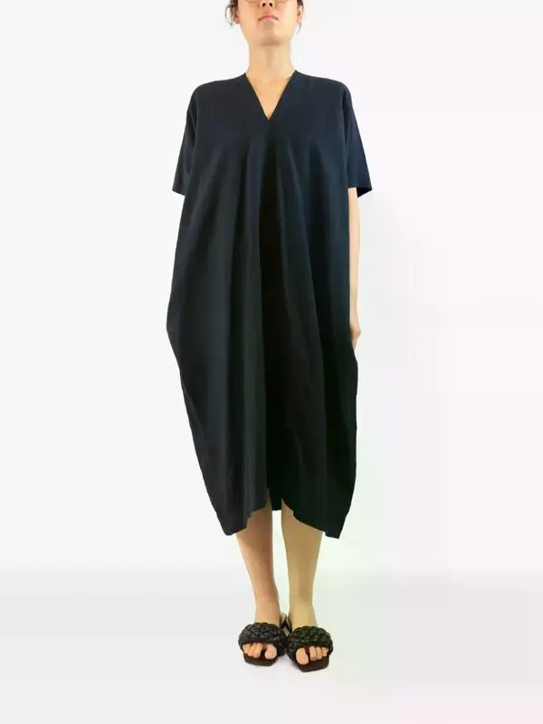 DOSA V-neck Short-sleeve Linen Midi Dress