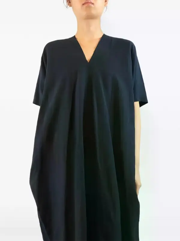 DOSA V-neck Short-sleeve Linen Midi Dress
