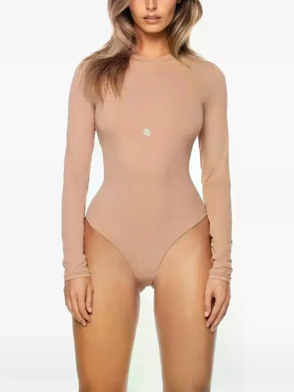 GOD SAVE QUEENS Long Sleeve Crewneck Bodysuit - Neutrals