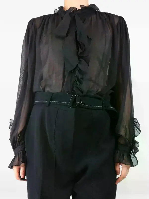 FRAME Ruffled Leopard-print Blouse
