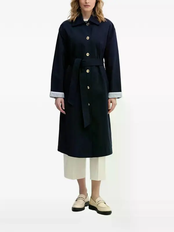 BENETTON Belted Button-up Coat - Blue