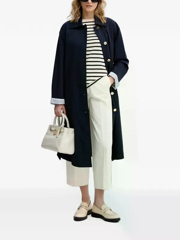 BENETTON Belted Button-up Coat - Blue
