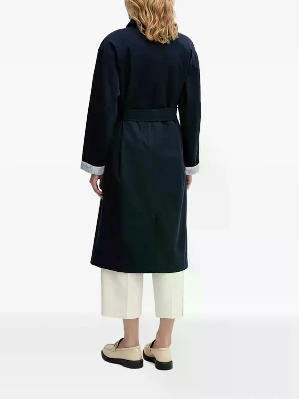 BENETTON Belted Button-up Coat - Blue