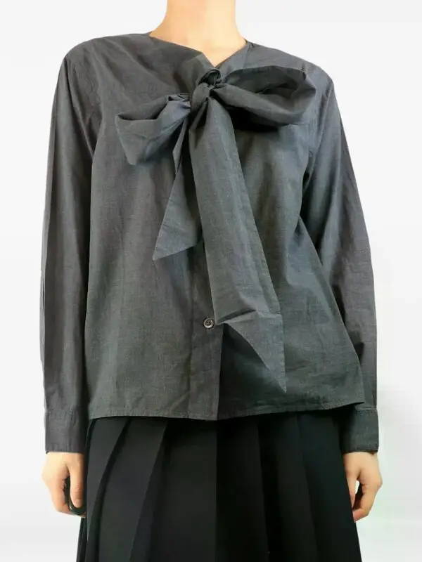 MARGARET HOWELL Cotton Neck-tie Shirt - Grey