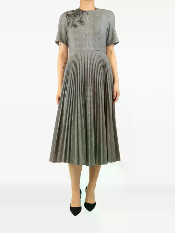 Erdem Prince Of Wales Check Floral Print Midi Dress - Grey