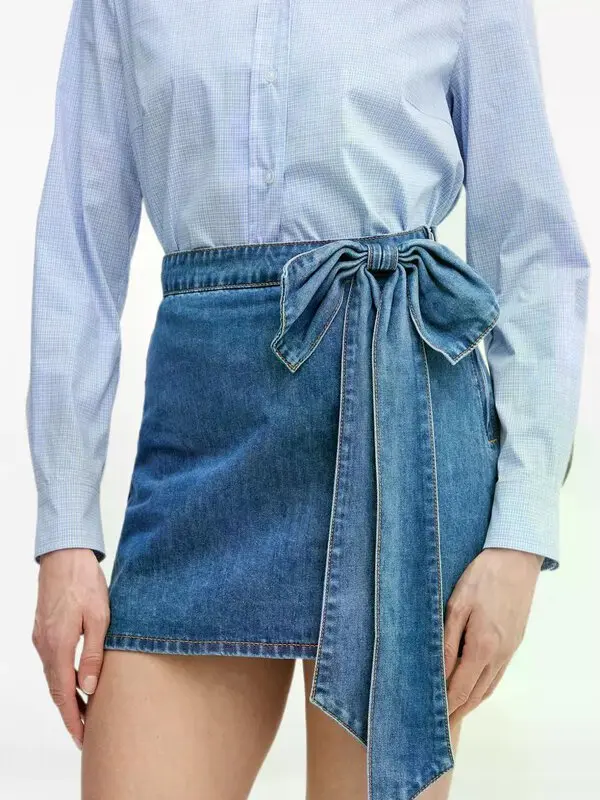 GAUDI Denim Mini Skirt With Bow Detail - Blue