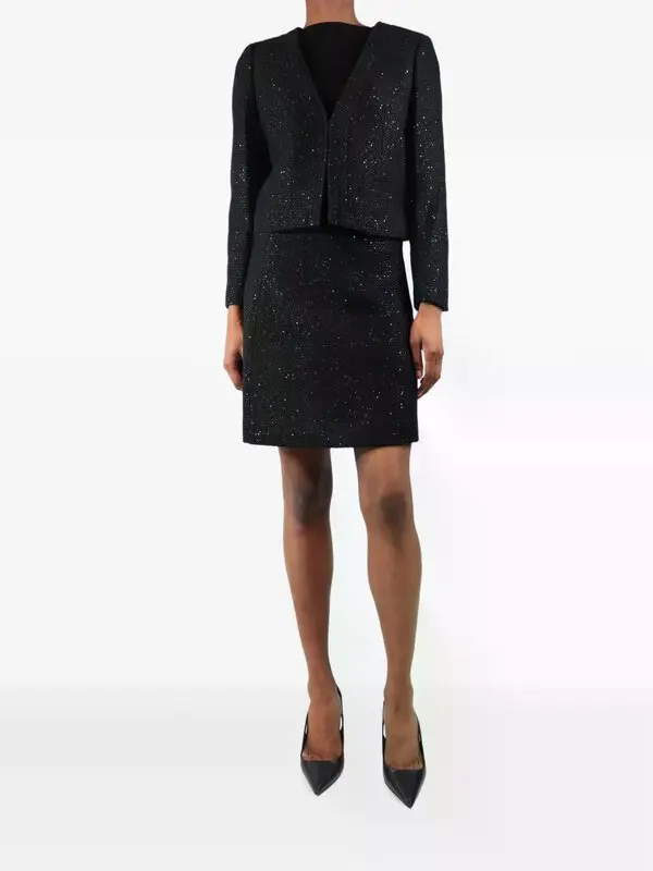 J. Crew Sequin Embellished Tweed Skirt Set - Black