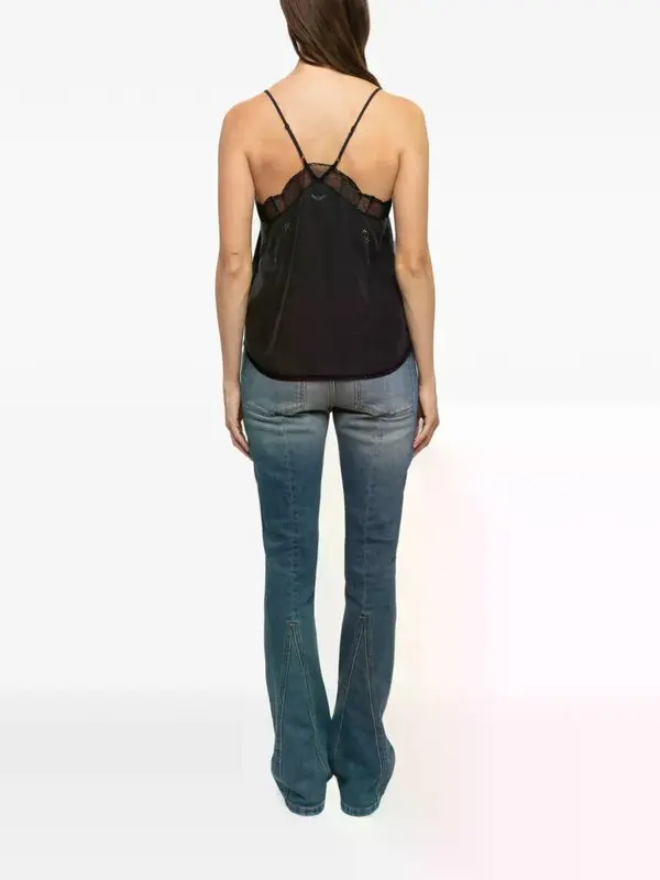 Zadig&Voltaire Christy Silk Embellished Paisley Camisole - Black