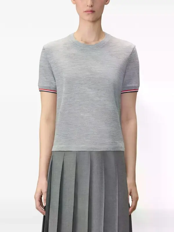 Thom Browne Jersey T-shirt With Striped Rib Cuffs