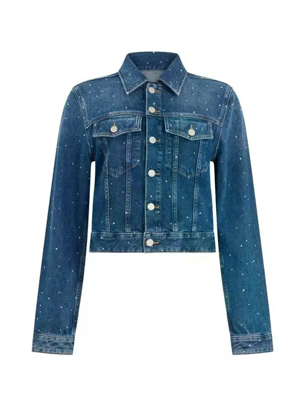 7 For All Mankind Crystal Embellished Denim Jacket - Blue