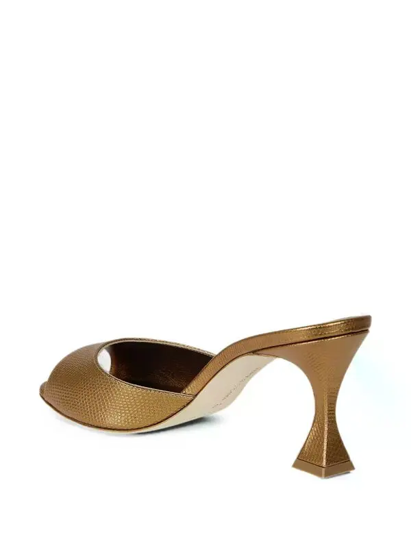 Manolo Blahnik Lizard-effect Leather Mules - Brown