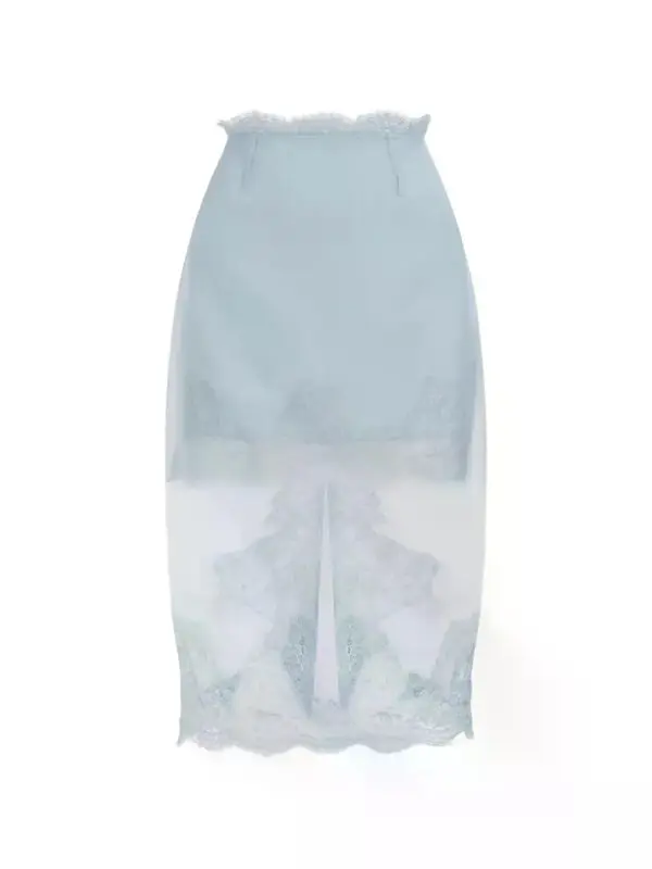 Aje Ophelia Midi Skirt With Lace Trim - Blue
