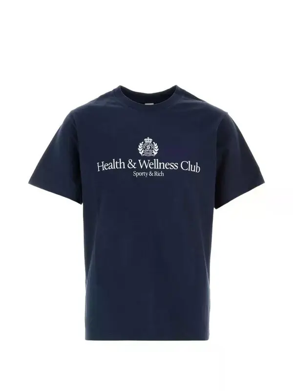 SPORTY & RICH Logo Print Cotton T-shirt - Blue