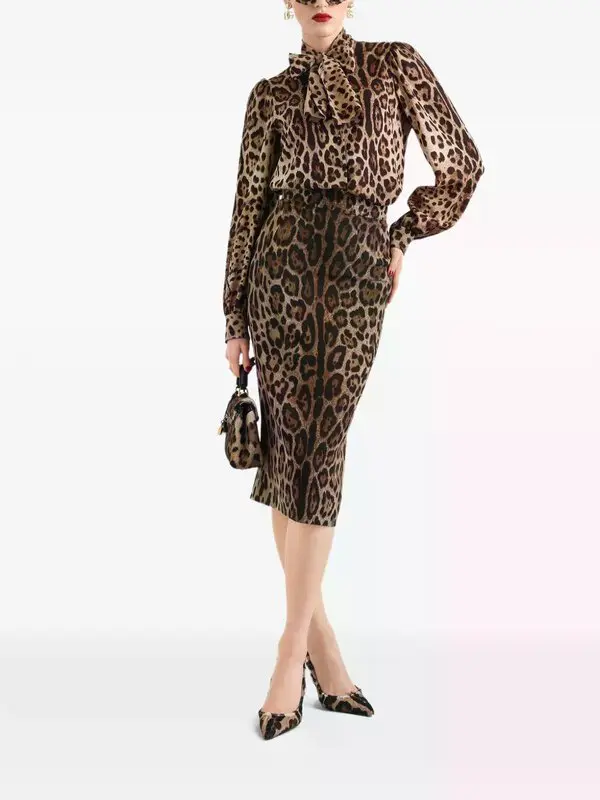 Dolce & Gabbana Leo-print Cady Pencil Skirt
