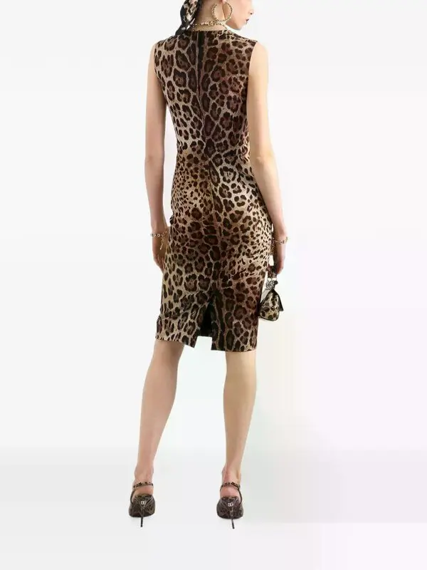 Dolce & Gabbana Leo-print Charmeuse Crewneck Dress