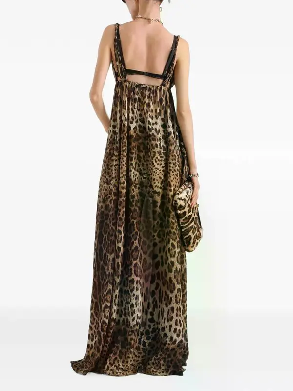 Dolce & Gabbana Leopard-print Stretch Sheer Maxi Dress