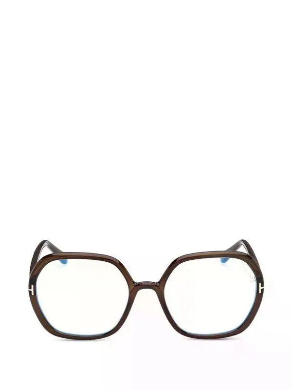 TOM FORD Geometric Frame Glasses - Brown