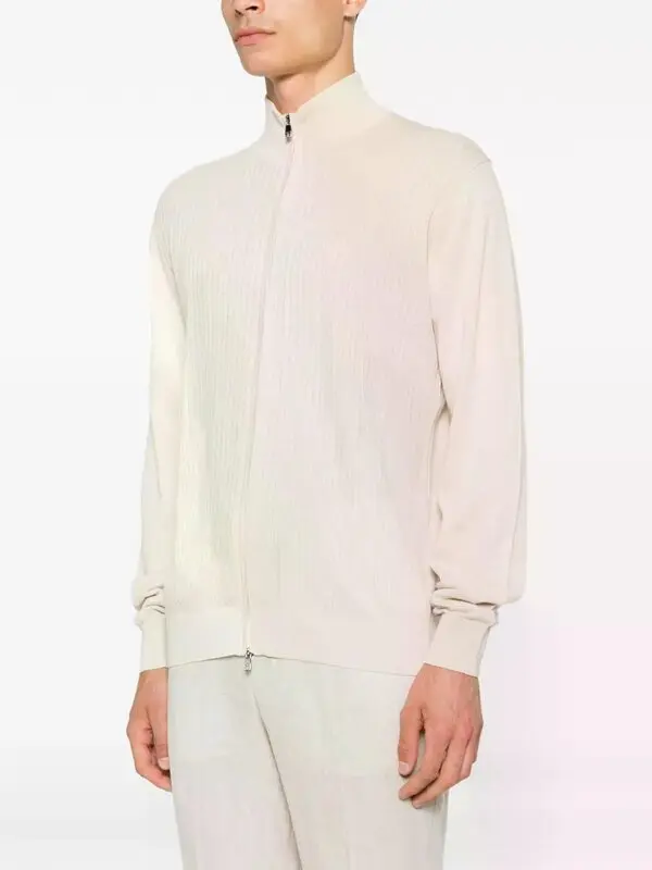 Corneliani Ribbed-knit Zip-fastening Cardigan