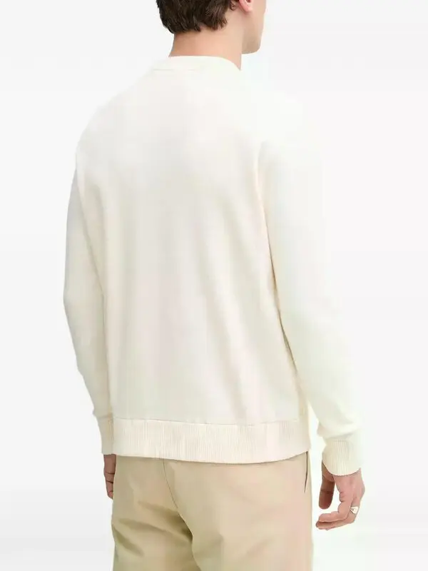 BENETTON Logo-embroidered Crew Neck Sweater - Neutrals