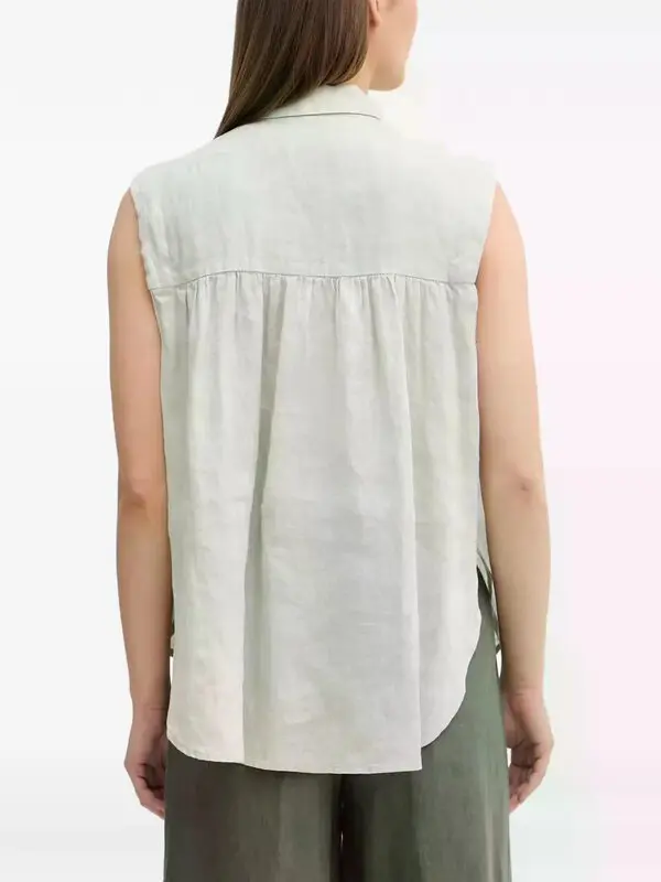 BENETTON Sleeveless Gathered Shirt - Green