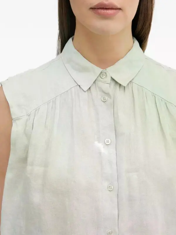 BENETTON Sleeveless Gathered Shirt - Green