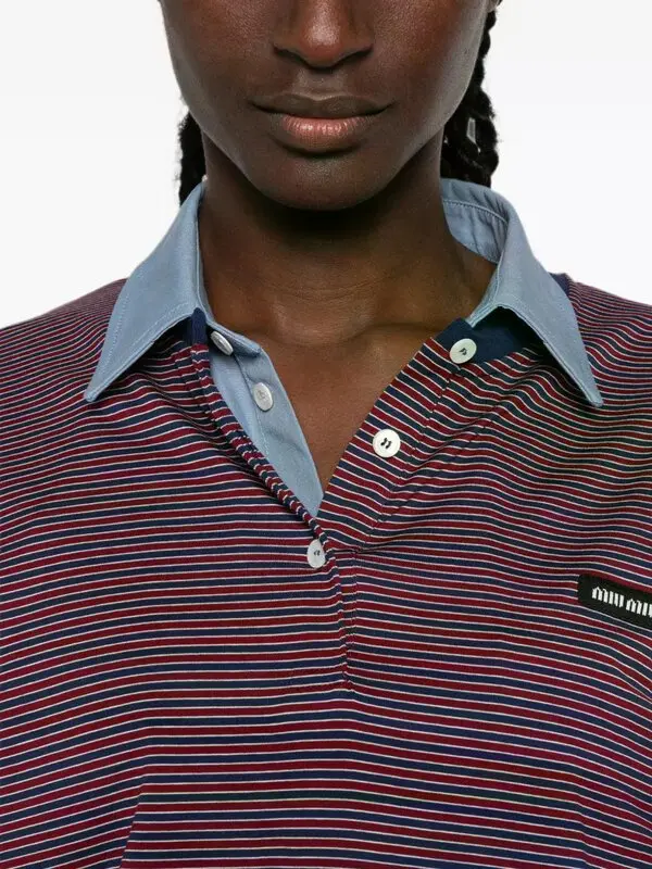 Miu Miu Striped Long Sleeve Henley Top