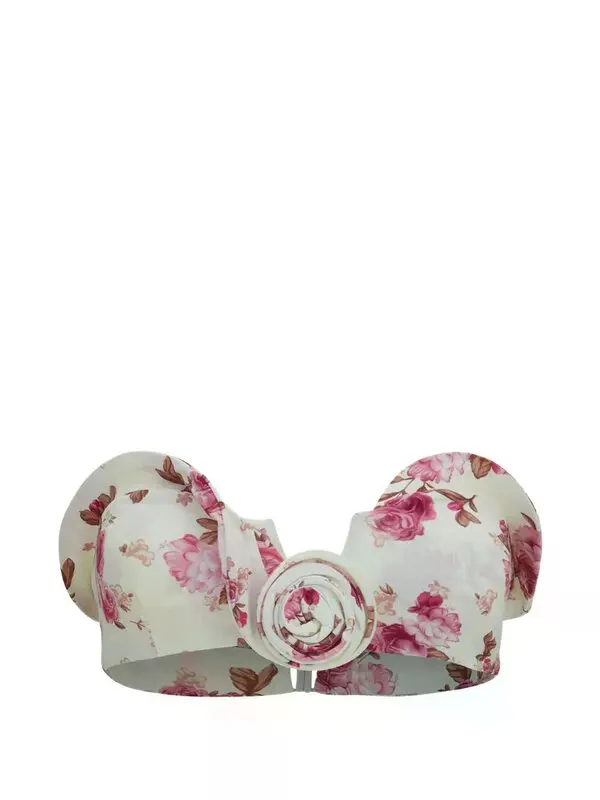 Magda Butrym Floral Print 3d Flower Bikini Top - Neutrals