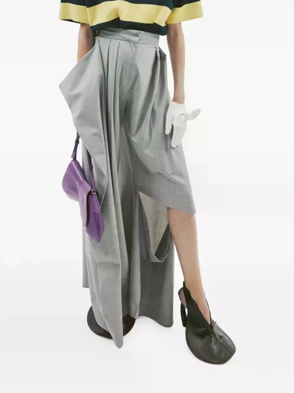 A.W.A.K.E. Mode Wide Leg Draped Trousers With Knee Slits
