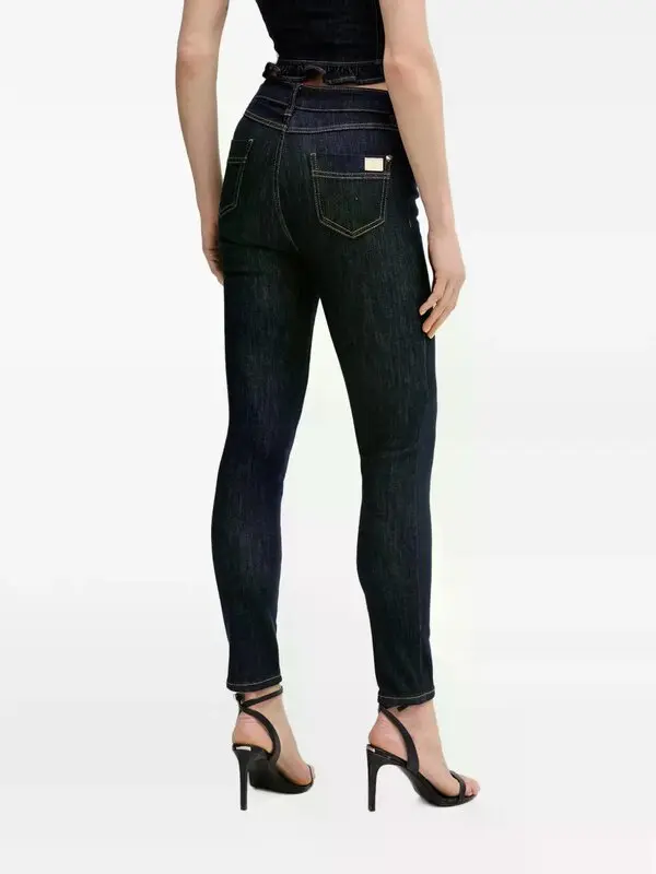 GAUDI Skinny Cut Jeans With Gold-tone Logo Plaque - Blue