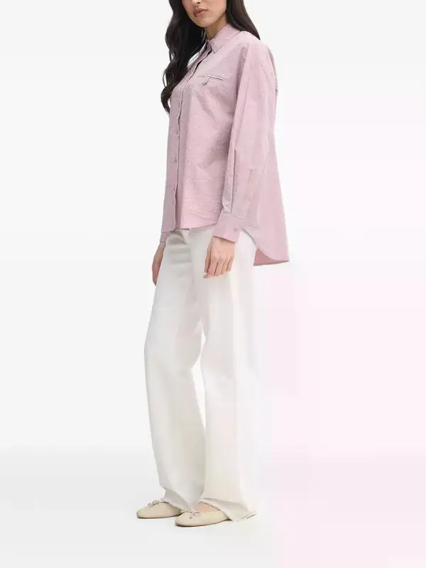 BENETTON Seersucker Pinstripe Long Sleeve Shirt - Pink