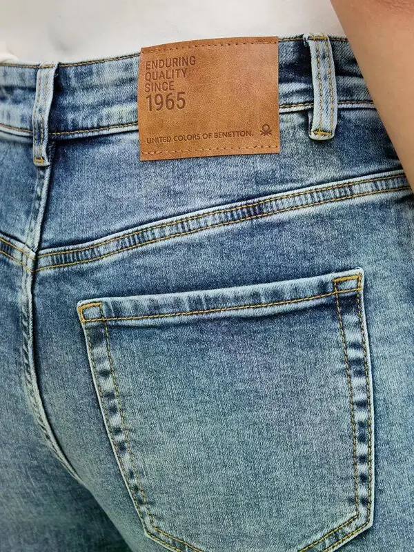 BENETTON Faded Wide-leg Jeans With Whiskering