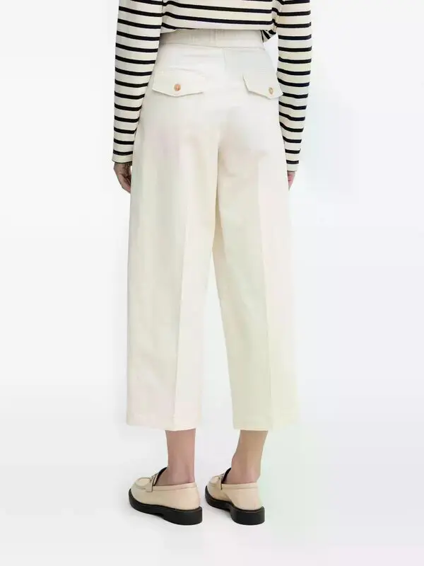BENETTON Cream White Cropped Wide-leg Trousers