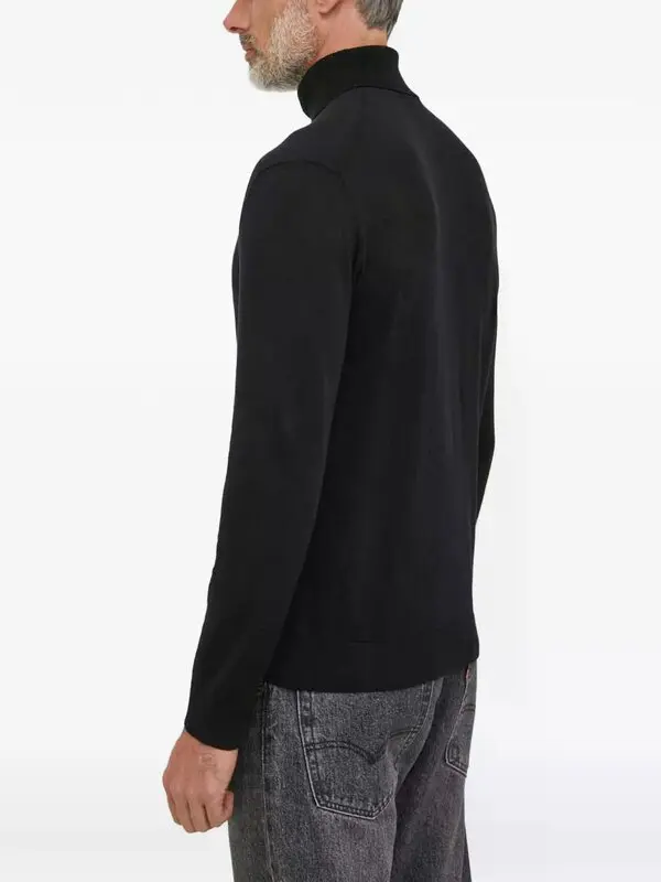 BENETTON Roll Neck Long Sleeve Fine Knit Pullover - Black